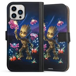 DeinDesign iPhone 13 Pro Max Handy Klapph&uuml;lle Handyh&uuml;lle aus Kunst Leder schwarz Flip Case Baby Groot Marvel Guardians Of The Galaxy Sideflip mit langer Lasche