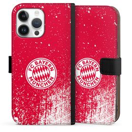 DeinDesign iPhone 14 Pro Max Handy Klapph&uuml;lle Handyh&uuml;lle aus Kunst Leder schwarz Flip Case Fcb Fc Bayern M&uuml;nchen Official Licensed Product Sideflip mit Lasche