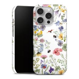 DeinDesign iPhone 16 Pro Handy Premium Case Smartphone Handyh&uuml;lle Schutzh&uuml;lle matt Flowers Bee Muster Premium Case