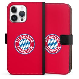 DeinDesign iPhone 14 Pro Max Handy Klapph&uuml;lle Handyh&uuml;lle aus Kunst Leder schwarz Flip Case Fc Bayern M&uuml;nchen Fcb Logo Sideflip mit Lasche