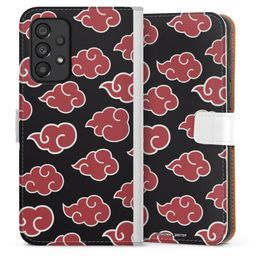 DeinDesign Galaxy A33 5G Handy Klapph&uuml;lle Handyh&uuml;lle aus Kunst Leder wei&szlig; Flip Case Akatsuki Pattern Naruto Shippuden Sideflip mit Lasche