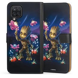 DeinDesign Galaxy A12 Handy Klapph&uuml;lle Handyh&uuml;lle aus Kunst Leder schwarz Flip Case Baby Groot Guardians Of The Galaxy Marvel Sideflip mit langer Lasche
