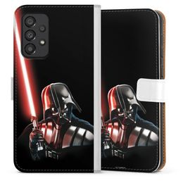 DeinDesign Galaxy A33 5G Handy Klapph&uuml;lle Handyh&uuml;lle aus Kunst Leder wei&szlig; Flip Case Darth Vader Merchandise Star Wars Sideflip mit Lasche