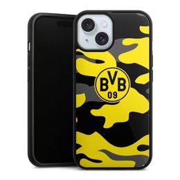 DeinDesign iPhone 15 Handy Gallery Case Handyh&uuml;lle 9H Geh&auml;rtetes Glas R&uuml;ckseite H&uuml;lle Borussia Dortmund Merchandise Bvb Gallery Case