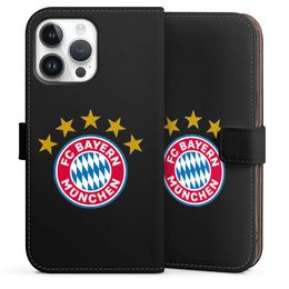 DeinDesign iPhone 14 Pro Max Handy Klapph&uuml;lle Handyh&uuml;lle aus Kunst Leder schwarz Flip Case Star Fcb Fc Bayern M&uuml;nchen Sideflip mit Lasche
