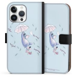 DeinDesign iPhone 14 Pro Max Handy Klapph&uuml;lle Handyh&uuml;lle aus Kunst Leder schwarz Flip Case Official Licensed Product Winnie The Pooh Eeyore Disney Sideflip mit 