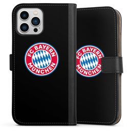 DeinDesign iPhone 13 Pro Max Handy Klapph&uuml;lle Handyh&uuml;lle aus Kunst Leder schwarz Flip Case Fc Bayern M&uuml;nchen Logo Official Licensed Product Sideflip mit langer 