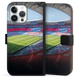 DeinDesign iPhone 14 Pro Max Handy Klapph&uuml;lle Handyh&uuml;lle aus Kunst Leder schwarz Flip Case Fcb Fc Bayern M&uuml;nchen Stadium Sideflip mit Lasche