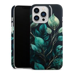 DeinDesign iPhone 13 Pro Handy Premium Case Smartphone Handyh&uuml;lle Schutzh&uuml;lle gl&auml;nzend Eukalyptus Leaves Black Premium Case