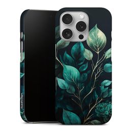 DeinDesign iPhone 16 Pro Handy Premium Case Smartphone Handyh&uuml;lle Schutzh&uuml;lle matt Eukalyptus Leaves Black Premium Case
