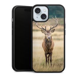 DeinDesign iPhone 15 Handy Gallery Case Handyh&uuml;lle 9H Geh&auml;rtetes Glas R&uuml;ckseite H&uuml;lle Forrest Deer Meadow Gallery Case