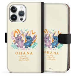 DeinDesign iPhone 14 Pro Max Handy Klapph&uuml;lle Handyh&uuml;lle aus Kunst Leder schwarz Flip Case Official Licensed Product Lilo & Stitch Disney Sideflip mit Lasche