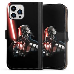 DeinDesign iPhone 13 Pro Max Handy Klapph&uuml;lle Handyh&uuml;lle aus Kunst Leder schwarz Flip Case Merchandise Darth Vader Star Wars Sideflip mit langer Lasche