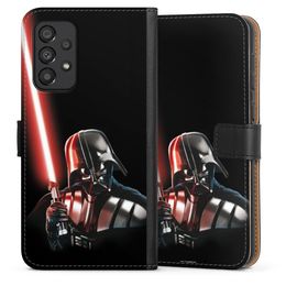 DeinDesign Galaxy A33 5G Handy Klapph&uuml;lle Handyh&uuml;lle aus Kunst Leder schwarz Flip Case Darth Vader Merchandise Star Wars Sideflip mit langer Lasche