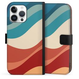 DeinDesign iPhone 14 Pro Max Handy Klapph&uuml;lle Handyh&uuml;lle aus Kunst Leder schwarz Flip Case Ombre Wave Colour Sideflip mit Lasche