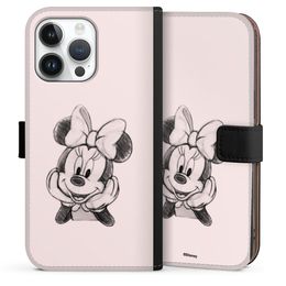 DeinDesign iPhone 14 Pro Max Handy Klapph&uuml;lle Handyh&uuml;lle aus Kunst Leder schwarz Flip Case Official Licensed Product Disney Minnie Mouse Sideflip mit Lasche