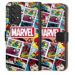 DeinDesign Galaxy A53 5G Handy Klapph&uuml;lle Handyh&uuml;lle aus Kunst Leder schwarz Flip Case Muster Comic Marvel Sideflip mit langer Lasche