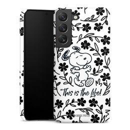 DeinDesign Galaxy S22 Handy Premium Case Smartphone Handyh&uuml;lle Schutzh&uuml;lle matt Peanuts Flowers Snoopy Premium Case