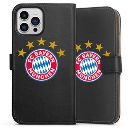 DeinDesign iPhone 13 Pro Max Handy Klapph&uuml;lle Handyh&uuml;lle aus Kunst Leder schwarz Flip Case Star Fcb Fc Bayern M&uuml;nchen Sideflip mit langer Lasche