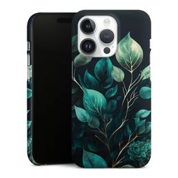 DeinDesign iPhone 14 Pro Handy Premium Case Smartphone Handyh&uuml;lle Schutzh&uuml;lle matt Eukalyptus Leaves Black Premium Case
