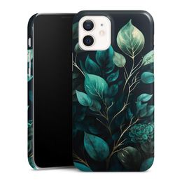 DeinDesign iPhone 12 Handy Premium Case Smartphone Handyh&uuml;lle Schutzh&uuml;lle gl&auml;nzend Leaves Black Eukalyptus Premium Case