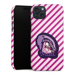 DeinDesign iPhone 15 Plus Handy Premium Case Smartphone Handyh&uuml;lle Schutzh&uuml;lle gl&auml;nzend Disney Grinning Cat Alice In Wonderland Premium Case