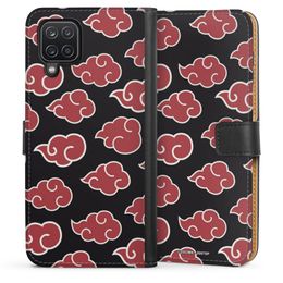 DeinDesign Galaxy A12 Handy Klapph&uuml;lle Handyh&uuml;lle aus Kunst Leder schwarz Flip Case Naruto Shippuden Pattern Akatsuki Sideflip mit langer Lasche