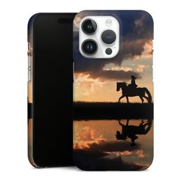 DeinDesign iPhone 14 Pro Handy Premium Case Smartphone Handyh&uuml;lle Schutzh&uuml;lle matt Sunset Horseback Riding Horse Premium Case