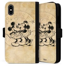 DeinDesign iPhone X Handy Klapph&uuml;lle Handyh&uuml;lle aus Kunst Leder schwarz Flip Case Minnie Mouse Vintage Mickey Mouse Sideflip mit langer Lasche