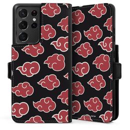 DeinDesign Galaxy S21 Ultra 5G Handy Klapph&uuml;lle Handyh&uuml;lle aus Kunst Leder schwarz Flip Case Naruto Shippuden Pattern Akatsuki Sideflip mit Lasche