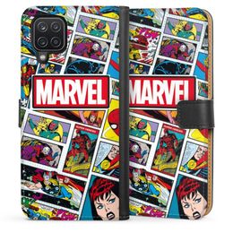 DeinDesign Galaxy A12 Handy Klapph&uuml;lle Handyh&uuml;lle aus Kunst Leder schwarz Flip Case Muster Comic Marvel Sideflip mit langer Lasche