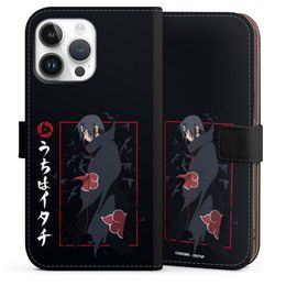 DeinDesign iPhone 14 Pro Max Handy Klapph&uuml;lle Handyh&uuml;lle aus Kunst Leder schwarz Flip Case Official Licensed Product Naruto Shippuden Itachi Uchiha Sideflip mit 