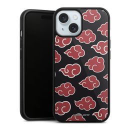 DeinDesign iPhone 15 Handy Gallery Case Handyh&uuml;lle 9H Geh&auml;rtetes Glas R&uuml;ckseite H&uuml;lle Naruto Shippuden Pattern Akatsuki Gallery Case