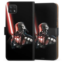 DeinDesign Galaxy A22 5G Handy Klapph&uuml;lle Handyh&uuml;lle aus Kunst Leder schwarz Flip Case Darth Vader Merchandise Star Wars Sideflip mit langer Lasche
