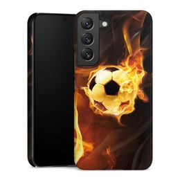 DeinDesign Galaxy S22 Handy Premium Case Smartphone Handyh&uuml;lle Schutzh&uuml;lle matt Soccer Ball Fire Premium Case