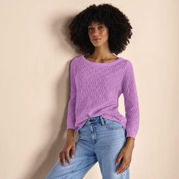LANDS' END Pullover aus Leinenmix, Damen,  Lila, Baumwolle/Leinen/Baumwoll-Mischung, by Lands' End