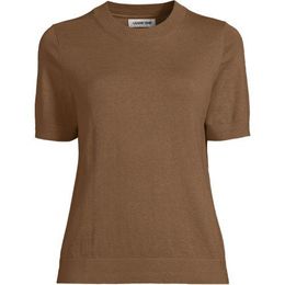 LANDS' END Rundhalspullover aus Baumwolle/Seidenmix, Damen,  Braun, Baumwolle/Seide/Nylon, by Lands' End