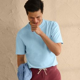 LANDS' END Super-T Kurzarm-Shirt, Classic Fit, Herren,  Blau, Baumwolle, by Lands' End