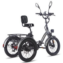 Fat Klapprad E-Bike Lastenfahrrad 20 Zoll 48V 23.5Ah Akku, Hydraulische Scheibenbremsen Elektrofahrrad, Elektro Lastenfahrrad 180kg, E Bike Dreirad