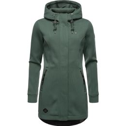 Kapuzensweatjacke Ragwear "Letti Bonded", Damen, Gr. XXXL(46), grün (tannengrün), Feinstrick, 100% Polyester, tailliert ca. Mitte Oberschenkel, hoch geschlossener Ausschnitt, Ärmel ohne Ärmelschlitz normaler Saum, Sweatjacken, Sportliche Kapuzenjacke in Feinstrick-Optik