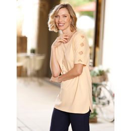 WITT Damen Longshirt Mit B&auml;nderverzierung, apricot, Gr&ouml;&szlig;e 40