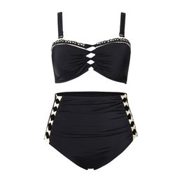 Ulla Popken Bikini Damen Größe XL beige / schwarz