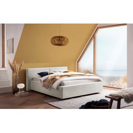 Meise Möbel Polsterbett MEISE.MÖBEL "Cube wahlweise mit Matratze und Bettkasten", beige (beige, beige), B:180cm L:227cm, Betten, extra flaches Kopfteil, erhältlich in den Breiten 140cm, 160cm & 180cm