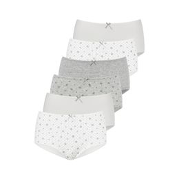 Hipster Petite Fleur, Damen, Gr. 40/42, grau (grau, creme), Single Jersey, Obermaterial: 95% Baumwolle, 5% Elasthan, gemustert, unifarben, Unterhosen, aus elastischer Baumwolle
