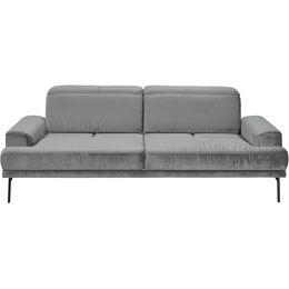 3-Sitzer Musterring "MR 4580", grau (light grau), B:228cm H:79cm T:130cm, 100% Polyester, Sofas, inkl. Kopf- und Sitztiefenverstellung, Fu&szlig; schwarz, B228 x T103 cm