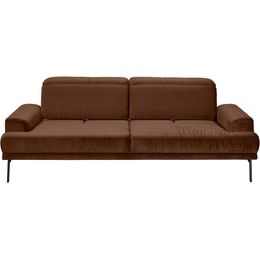 3-Sitzer Musterring "MR 4580", rosa (kupfer), B:228cm H:79cm T:130cm, 100% Polyester, Sofas, inkl. Kopf- und Sitztiefenverstellung, Fu&szlig; schwarz, B228 x T103 cm