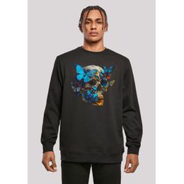 Kapuzenpullover F4NT4STIC "Schmetterling Skull CREW", Damen, Gr. 4XL, schwarz, Obermaterial: 50% Baumwolle, 50% Polyester, relaxed fit, Rundhals, Pullover Kapuzenpullover, Print