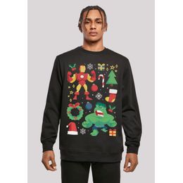 Kapuzenpullover F4NT4STIC "Marvel Universe Iron Man und Hulk Christmas", Damen, Gr. 5XL, schwarz, Obermaterial: 50% Baumwolle, 50% Polyester, relaxed fit, Rundhals, Pullover Kapuzenpullover, Print