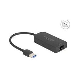 Delock USB Typ-A Adapter zu 2,5 Gigabit, LAN-Adapter schwarz
