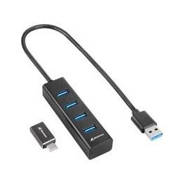 Sharkoon 4-Port USB 3.2 Gen 1 Aluminium Hub, USB-Hub schwarz